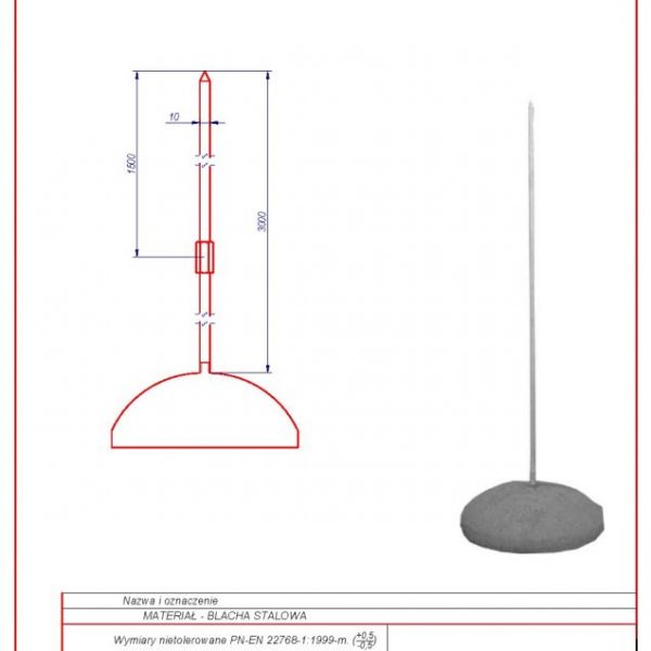 61e. Lightning mast (average concrete base) 3m - Osprzęt odgromowy ...